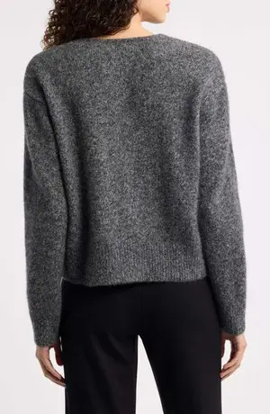 Fleurette Cropped Cashmere & Silk Cardigan - Charcoal