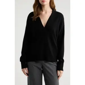 Fleurette Cashmere Wrap V-neck Sweater - Black