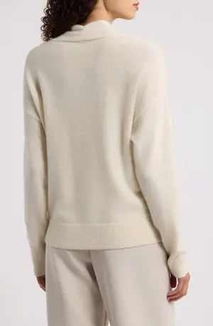 Fleurette Cashmere Wrap V-neck Sweater - Cream