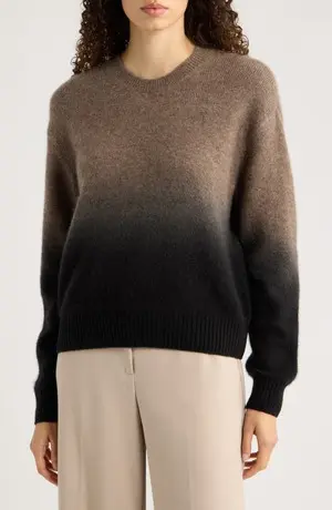 Fleurette Dip-dye Cashmere & Silk Crewneck Sweater - Hazelnut