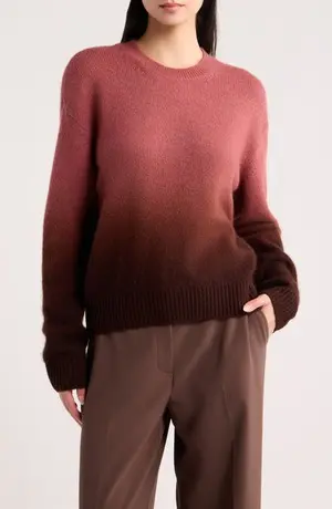Fleurette Dip-dye Cashmere & Silk Crewneck Sweater Medium Pink