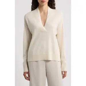 Fleurette Cashmere Wrap V-neck Sweater - Cream