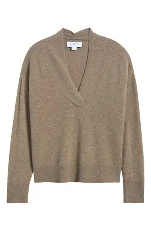 Fleurette Cashmere Wrap V-neck Sweater - Walnut