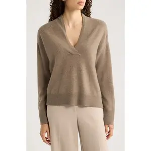 Fleurette Cashmere Wrap V-neck Sweater - Walnut