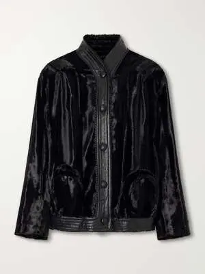 BLAZÉ MILANO Coiba Leather-trimmed Velvet Jacket - Black