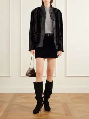 BLAZÉ MILANO Coiba Leather-trimmed Velvet Jacket