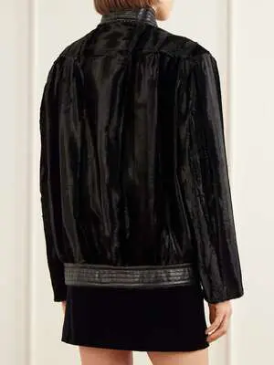 BLAZÉ MILANO Coiba Leather-trimmed Velvet Jacket