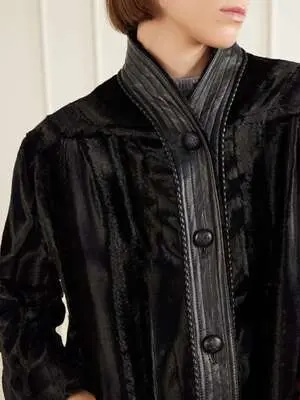 BLAZÉ MILANO Coiba Leather-trimmed Velvet Jacket