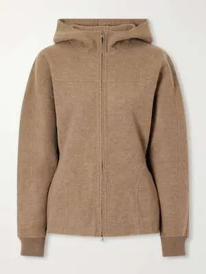 Max Mara Filtro Hooded Wool And Cashmere-blend Zip-up Cardigan - Beige