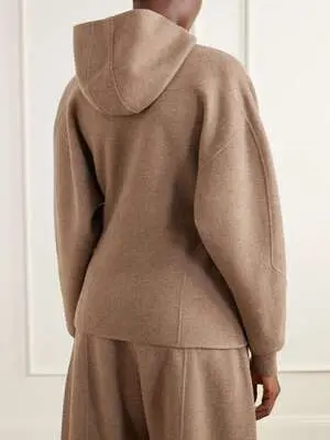Max Mara Filtro Hooded Wool And Cashmere-blend Zip-up Cardigan - Beige