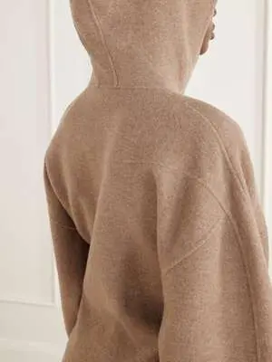 Max Mara Filtro Hooded Wool And Cashmere-blend Zip-up Cardigan - Beige