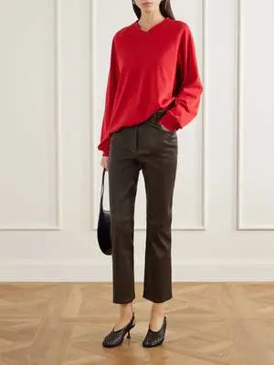JOSEPH Duke Leather Cropped Flared Pants