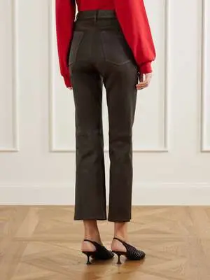 JOSEPH Duke Leather Cropped Flared Pants