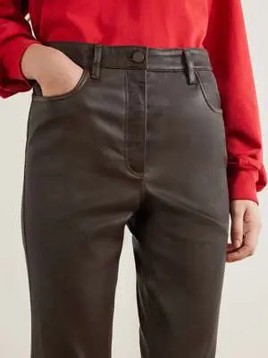 JOSEPH Duke Leather Cropped Flared Pants