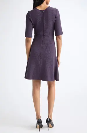 Emporio Armani Aubergin Ottoman Fit & Flare Dress