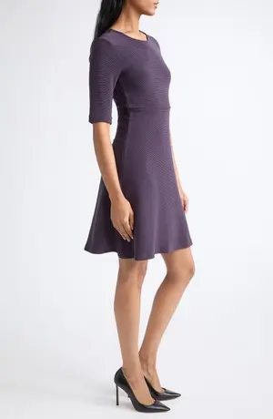 Emporio Armani Aubergin Ottoman Fit & Flare Dress