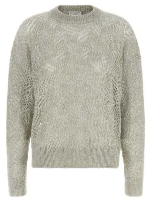 Brunello Cucinelli Dazzling Abstract Leaf' Sweater - Gray
