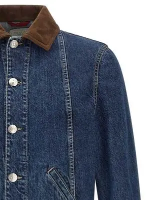 Brunello Cucinelli Denim And Suede Jacket - Blue