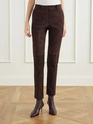 JOSEPH New Coleman Paneled Suede Mid-rise Slim-fit Pants