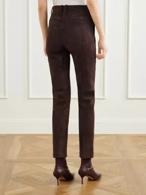 JOSEPH New Coleman Paneled Suede Mid-rise Slim-fit Pants