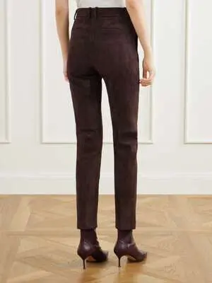 JOSEPH New Coleman Paneled Suede Mid-rise Slim-fit Pants