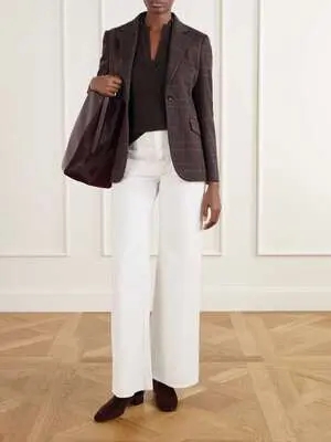Max Mara Abate Prince Of Wales Wool And Cotton-blend Blazer