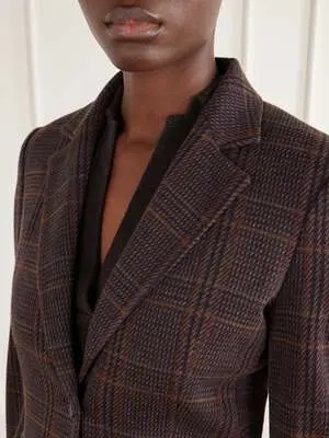 Max Mara Abate Prince Of Wales Wool And Cotton-blend Blazer