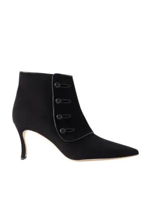 Manolo Blahnik Vivés 70 Leather-trimmed Suede Ankle Boots - Black