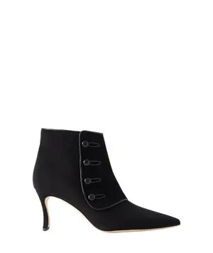 Manolo Blahnik Vivés 70 Leather-trimmed Suede Ankle Boots - Black