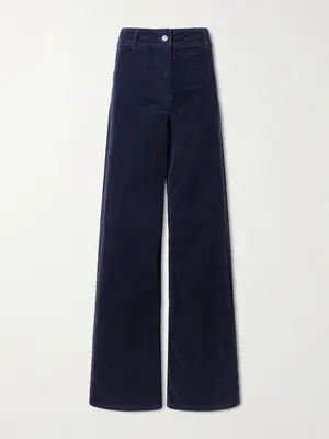 NILI LOTAN Megan Cotton-blend Corduroy Wide-leg Pants - Blue