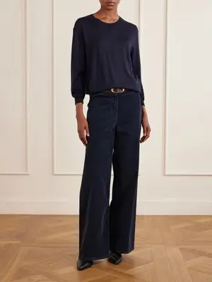 NILI LOTAN Megan Cotton-blend Corduroy Wide-leg Pants - Blue