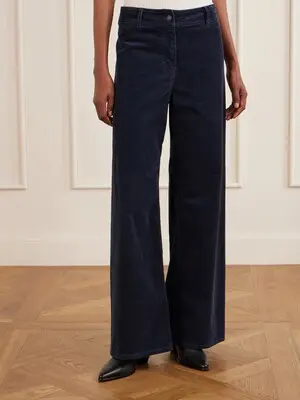 NILI LOTAN Megan Cotton-blend Corduroy Wide-leg Pants - Blue