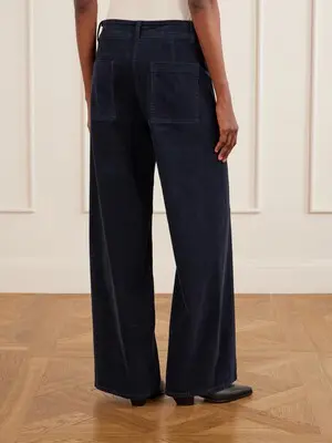 NILI LOTAN Megan Cotton-blend Corduroy Wide-leg Pants - Blue