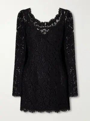Dolce & Gabbana Corded Lace Mini Dress - Black