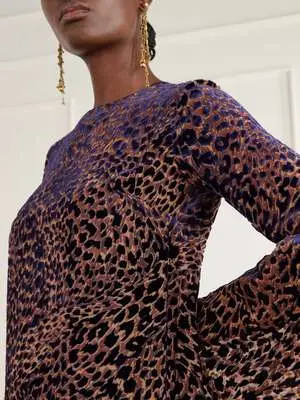 Borgo De Nor Astoria Fringed Leopard-jacquard Devoré Midi Dress