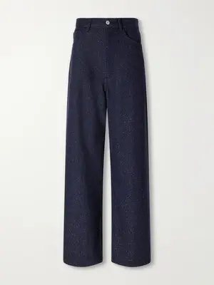 Auralee Silk Mid-rise Wide-leg Pants - Blue