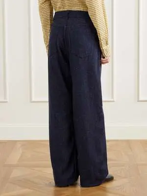 Auralee Silk Mid-rise Wide-leg Pants - Navy