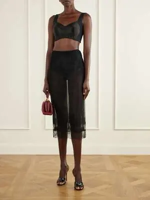 Dolce & Gabbana Cropped Paneled Satin Bustier Top