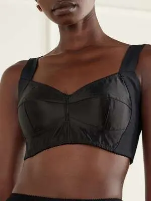 Dolce & Gabbana Cropped Paneled Satin Bustier Top