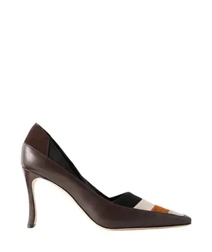 Manolo Blahnik Soria 90 Suede-trimmed Leather Pumps - Brown