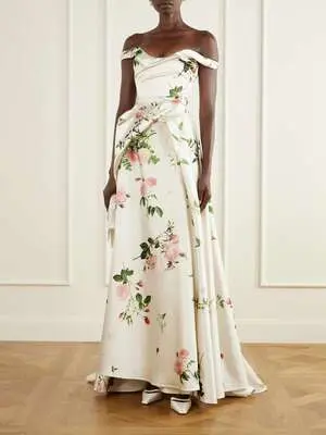 VIVIENNE WESTWOOD Tabitha Bustier Draped Floral-print Satin Gown
