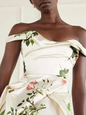 VIVIENNE WESTWOOD Tabitha Bustier Draped Floral-print Satin Gown
