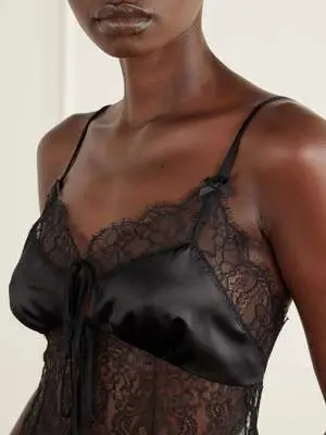 Dolce & Gabbana Bow-detailed Satin-trimmed Lace Cami