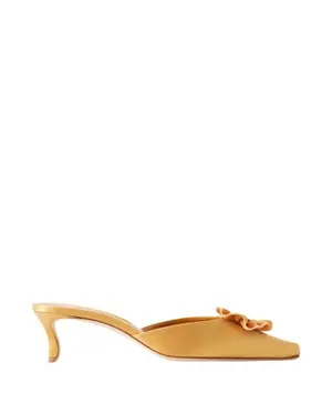 Manolo Blahnik Caulon 50 Velvet-trimmed Satin Pumps - Orange