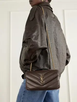 Saint Laurent Loulou Small Cassandre-embellished Matelassé Leather Shoulder Bag
