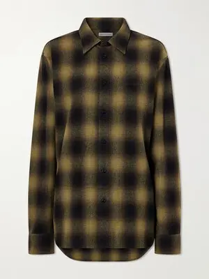 Balenciaga Checked Wool-blend Shirt Green
