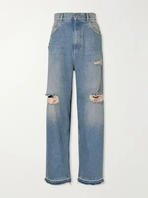 Dolce & Gabbana Distressed High-rise Wide-leg Jeans - Blue