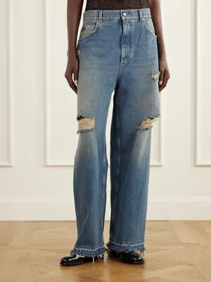 Dolce & Gabbana Distressed High-rise Wide-leg Jeans