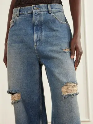Dolce & Gabbana Distressed High-rise Wide-leg Jeans