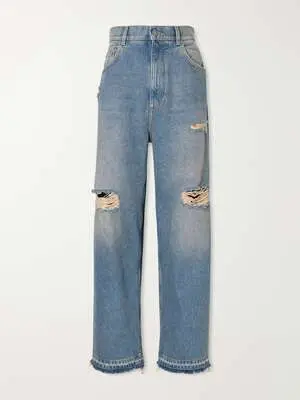 Dolce & Gabbana Distressed High-rise Wide-leg Jeans